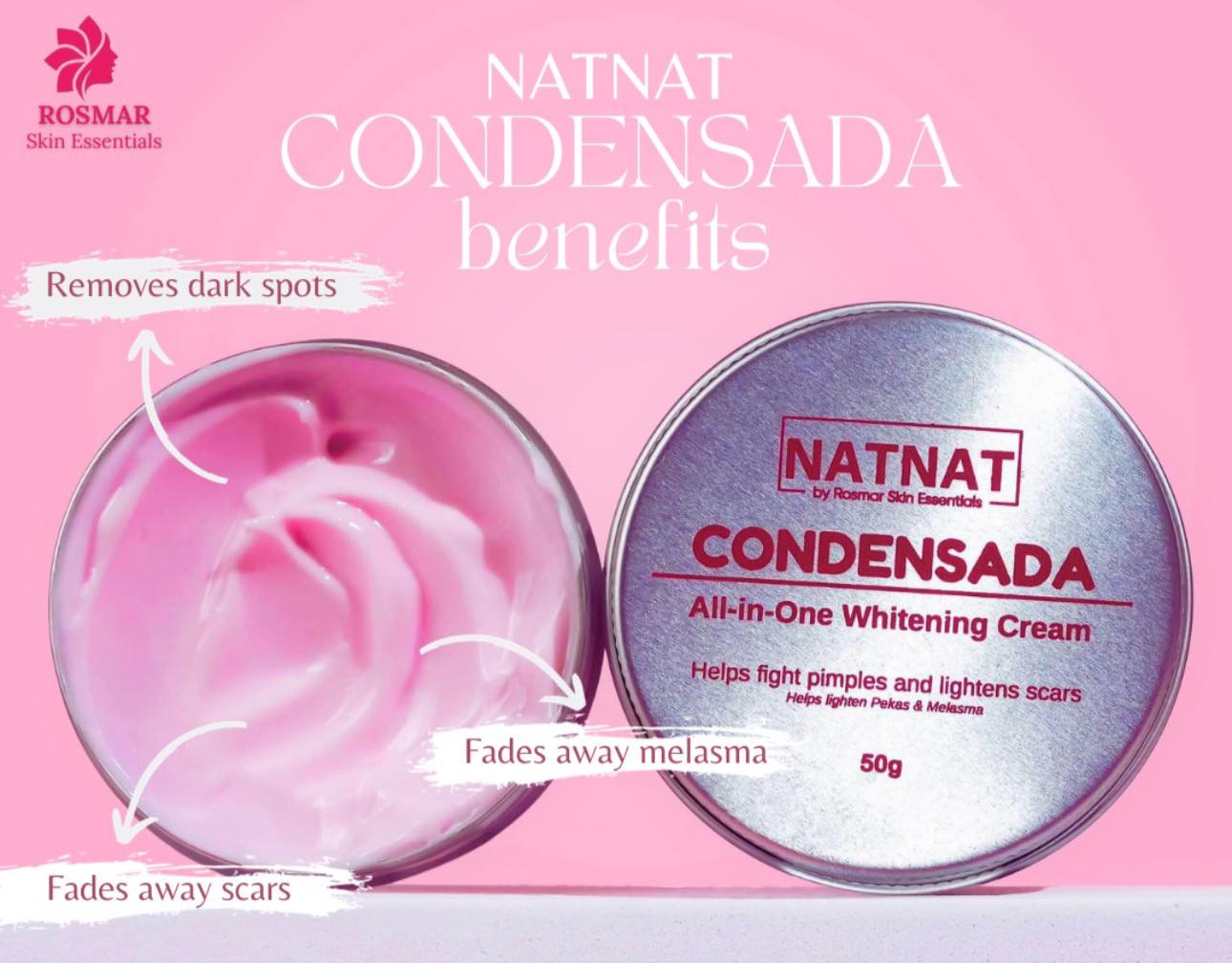 Natnat Condensada PEKAS MELASMA all in one whitening cream - ROSMAR SKIN ESSENTIALS